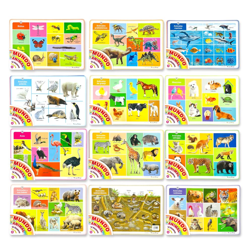 Láminas temáticas educativas Animales x 12 – Casa Dorita